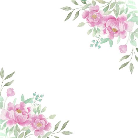 Rose Bush Watercolor Flower Border Floral Wedding Flower Border PNG