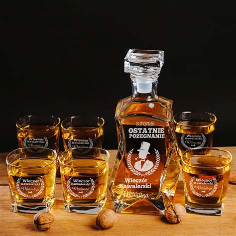 Karafka z Grawerem i 6 Szklanek Do Whisky Prezent na Wieczór