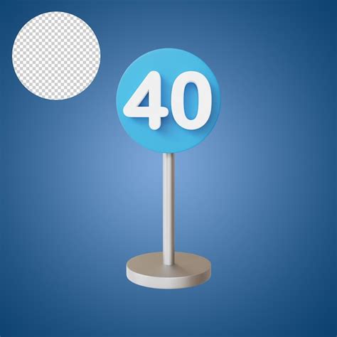 Premium PSD Minimum 40 Speed Limit Road Sign Traffic 3d Rendering