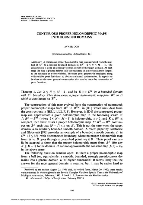 pdf continuous proper holomorphic maps into bounded domains