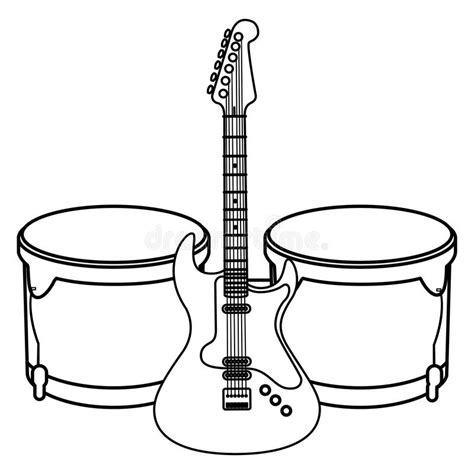 Guitarra El trica E Instrumentos Dos Timbals Ilustração do Vetor