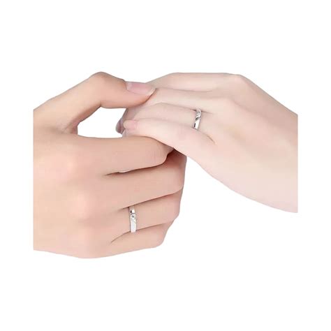 2 Anillos Promesa Belug De Plata Fina 925 Corazón Parejas Compromiso