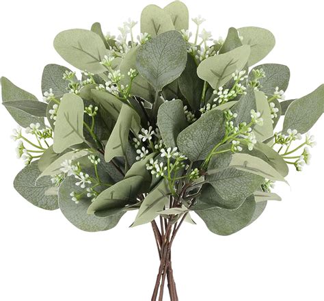 Amazon de SLFYEE 10pcs Künstliche Eukalyptus Pflanzen Plastikpflanzen