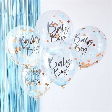 Baby Boy Konfetti Ballon Blau Gold 5 Stück Baby Ballon Baby Boy