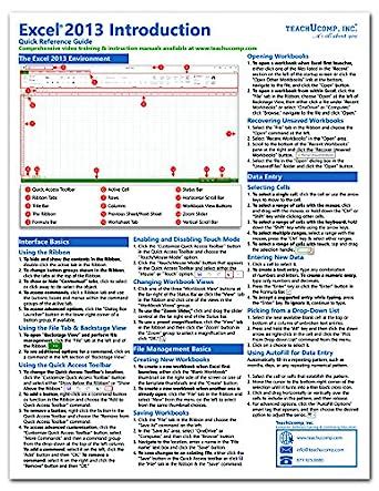 Microsoft Excel Introduction Quick Reference Training Guide Cheat
