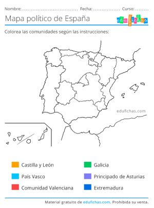 Mapa político de España Cuadernos para niños