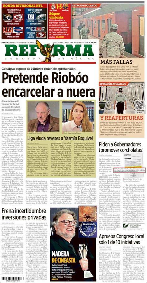Periódico Reforma México Periódicos de México Edición de lunes 16