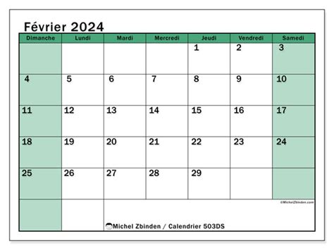 Calendrier février 2024 503DS Michel Zbinden MC