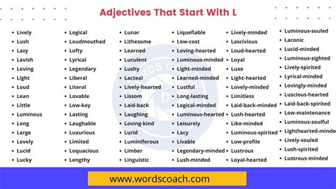 List Of 2000 Common Adjectives Word Coach