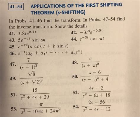 solved 41 54 applications of the first shifting theorem