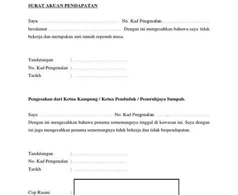 Surat Akuan Sumpah Tidak Bekerja Ptptn Kueh Apem