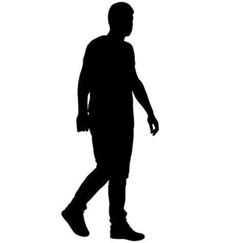 Silhueta De Um Homem Andando Em Um Fundo Branco Vetor Premium