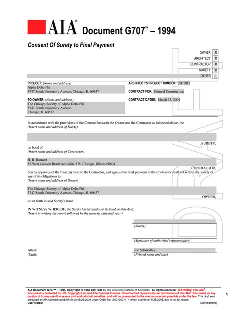 Aia Document G706 Aia G706 Form Sample Form Resume Examples