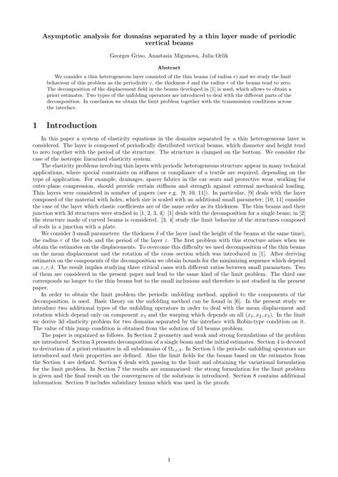 pdf asymptotic analysis for domains separated by a thin layer made of periodic vertical beams