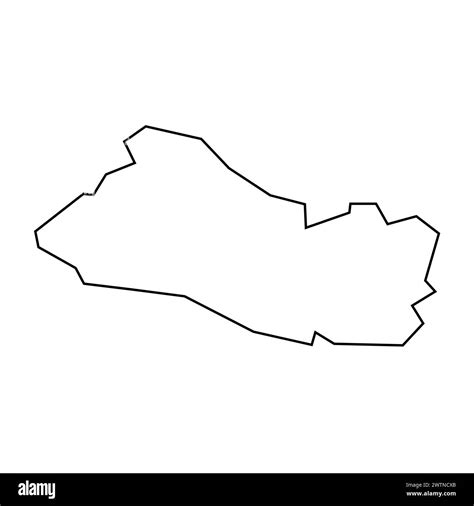 El Salvador Country Thin Black Outline Silhouette Simplified Map