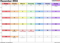 Kalender Dezember 2024 Als PDF Vorlagen