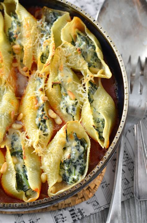 Pâtes conchiglioni farcies à la ricotta et aux épinards Recette
