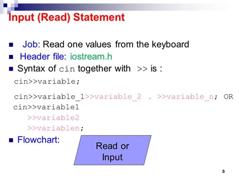 1 input read statement variable declaration definition initialization assignment displaying