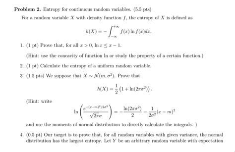 solved problem 2 entropy for continuous random variables
