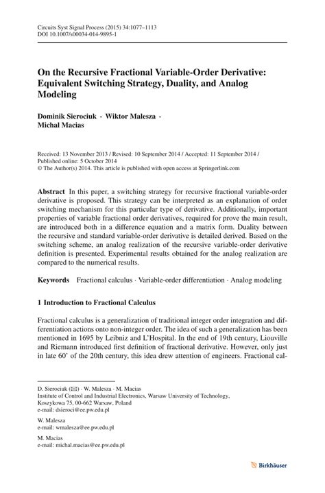 pdf on the recursive fractional variable order derivative equivalent switching strategy