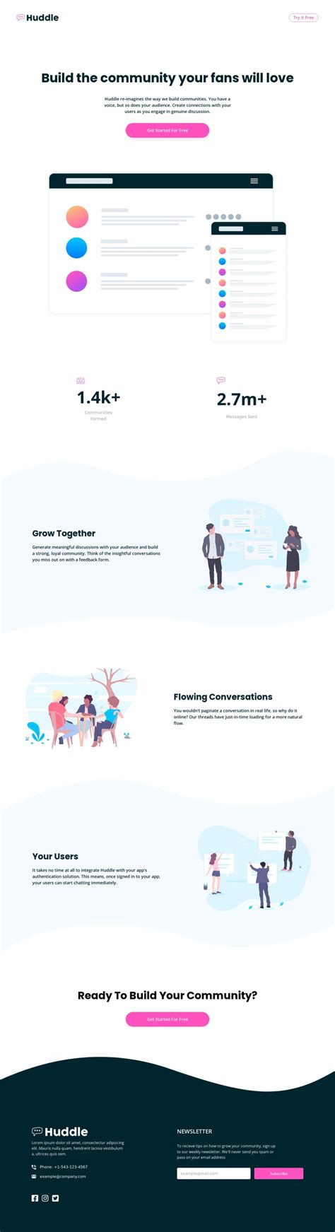 Frontend Mentor Huddle Landing Page With Curved Sections Coding