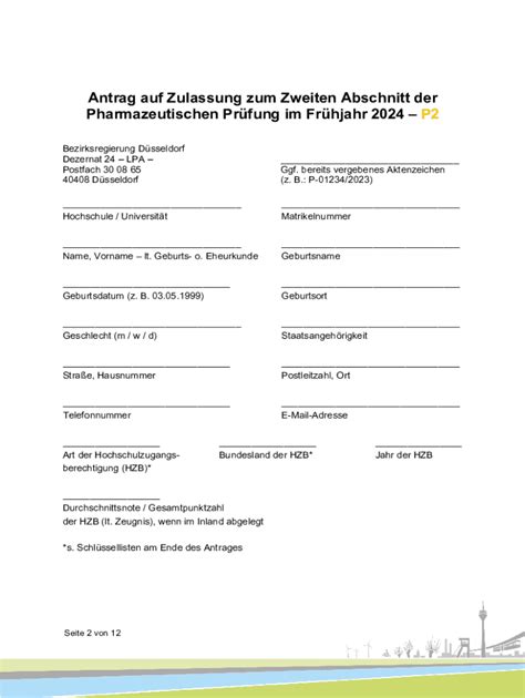 Ausfüllbar Online Antrag auf Zulassung zum Zweiten Abschnitt der