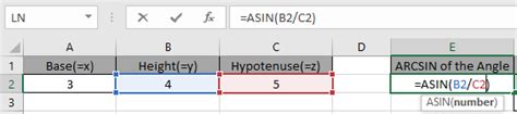 how to use the asin function in excel