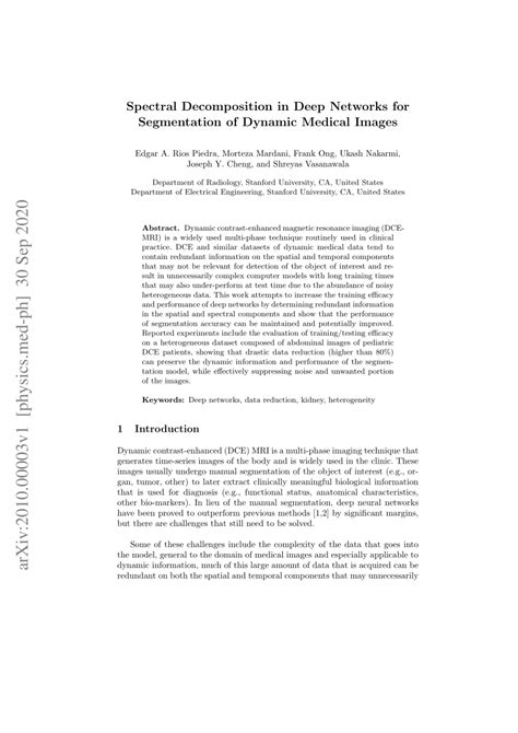 pdf spectral decomposition in deep networks for segmentation of dynamic medical images