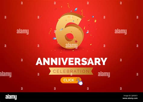 Anniversary Birthday 6 Years Golden Background Happy Vector Poster 6