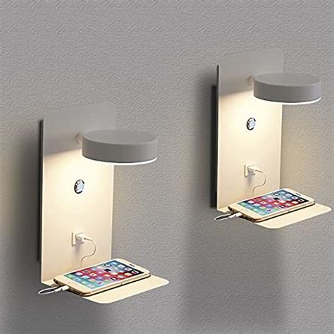 2 Stück LED Wandleuchte mit USB Ladeanschluss Touch Dimmbar Leselampe