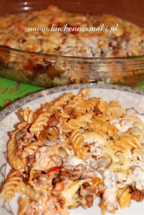 Kakadu Högtalare Utomlands zapiekanka z makaronem pieczarkami i mięsem