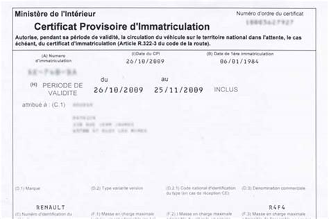 Certificat Provisoire D Immatriculation CPI Et Le CPI WW