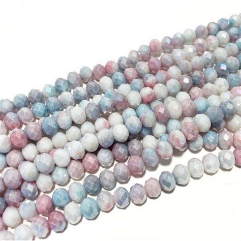 Perles en verre à facettes 8 mm Bleu rosé Env 66 p