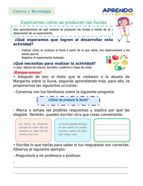 Semana 16 día 2 Ciencia Explicamos cómo se producen las lluvias Qué