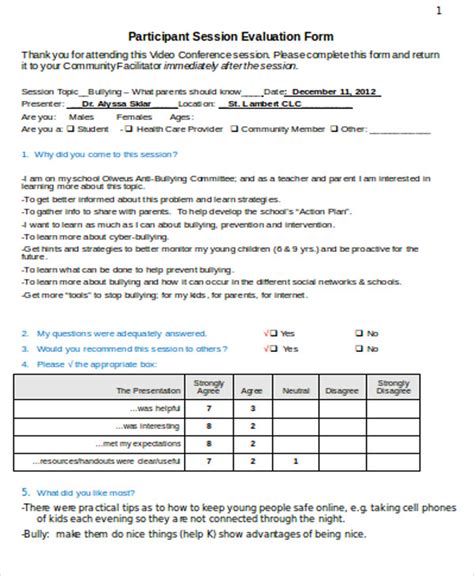 Conference Evaluation Form Template Free SampleTemplates
