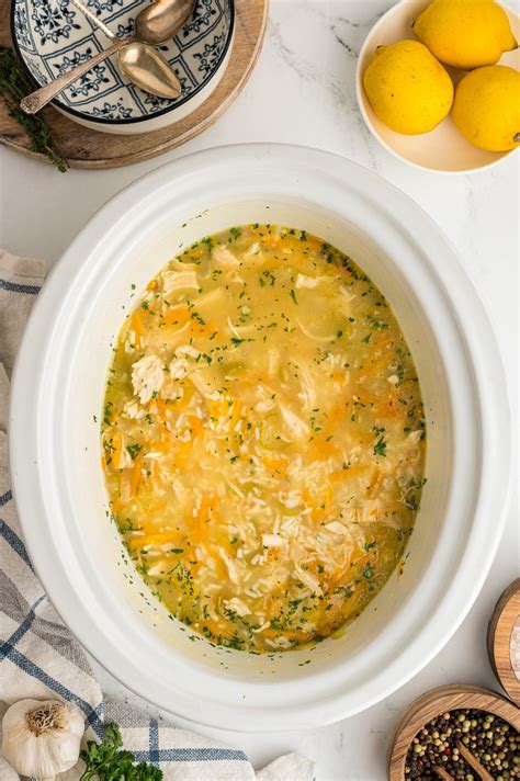 Slow Cooker Lemon Chicken And Rice Soup The Magical Slow Cooker