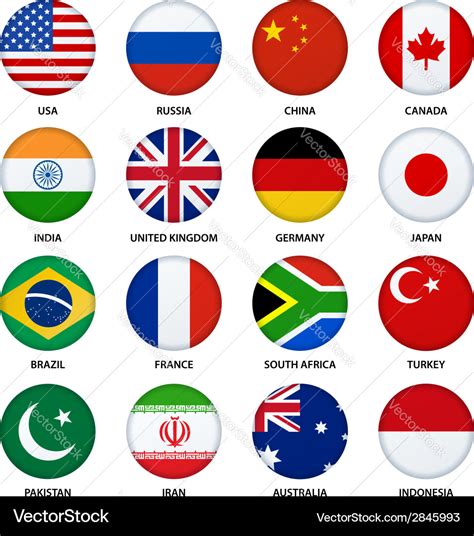 Set Of Round Flags Buttons Royalty Free Vector Image