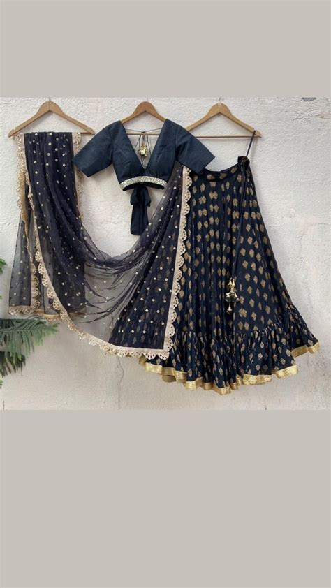 Ready To Wear Black Georgette Ruffle Indian Wedding Wear Lehenga Choli