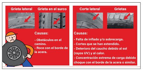 Daños y grietas en llantas Causas y tipos de daño