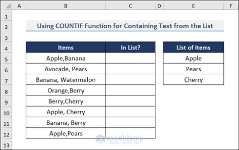 Using The Excel COUNTIF To Count Cells That Contain Text From Other Cells