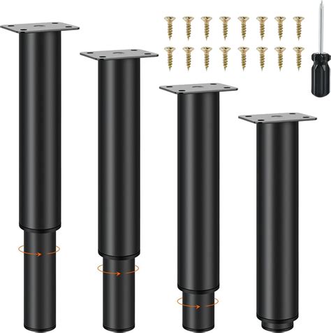 USENG 4 Pièces Universel Pieds de Meubles Metal Réglables 20cm à 37cm