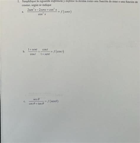 Solved Simplifique La Siguiente Expresi N Y Exprese La Chegg