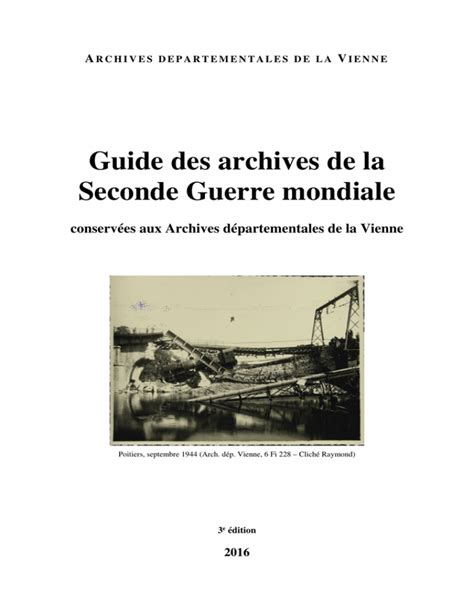 Guide Des Archives De La Seconde Guerre Mondiale