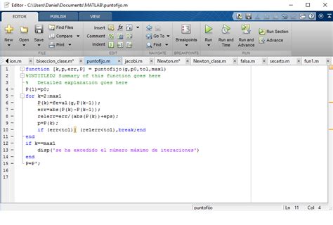 matlab no puedo correr una funcion de meodos numericos ayuda