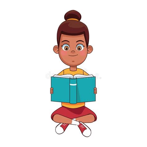 Garota De Desenho Sentada E Lendo Um Livro Design Colorido Ilustração