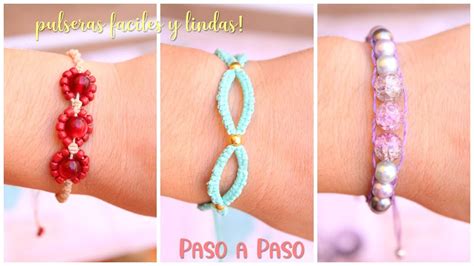 Haz Pulseras de hilo con cuentas fáciles y lindas Tutorial 3 ideas para