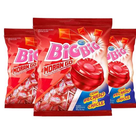 Pirulito Big Big Morango Recheio De Chiclete Arcor G Pacotes