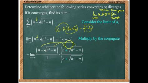 convergence test for series nth term test example 2 youtube