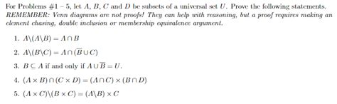 solved for problems 1 5 let 1 b c and d be subsets of a