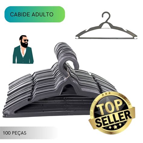 Cabide Adulto Preto Kit Cabides Refor Ado Organizar Roupas Shopee